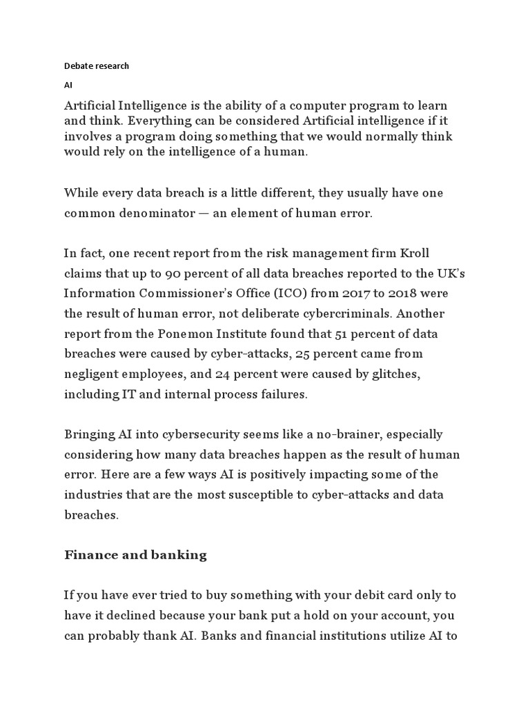 Debate Research AI: Finance and Banking | PDF | Artificial Intelligence ...