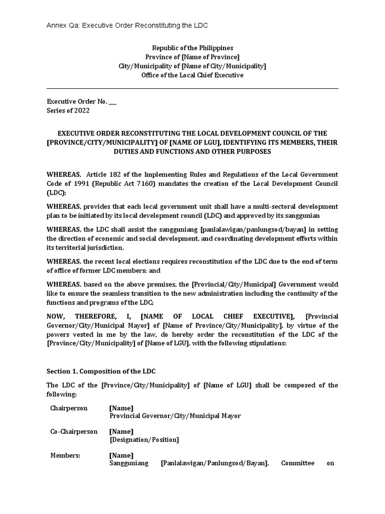 Executive Order - Local Development Council Composition | PDF | Local ...
