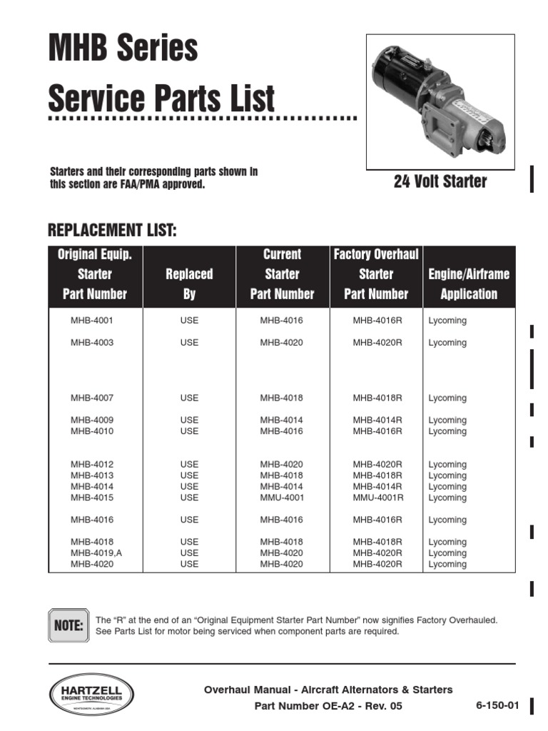 MHB Series Service Parts List | PDF | Electricity | Electrical Engineering