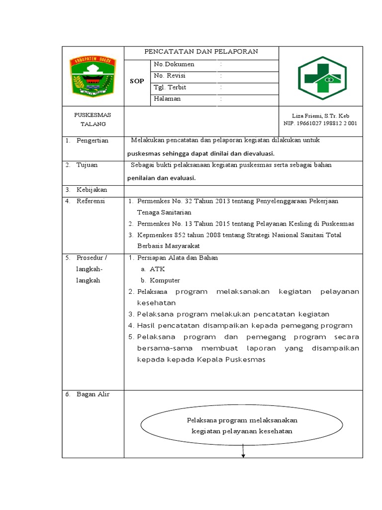 Sop Pencatatan Dan Pelaporan | PDF