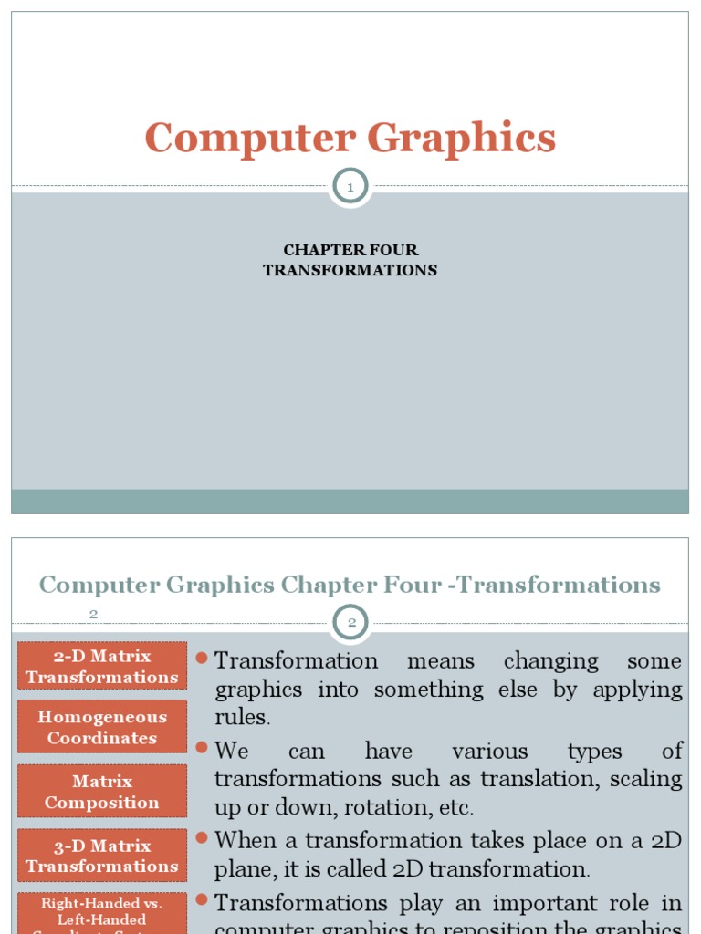 Computer Graphics Chapter Four Transformations Pdf 2 D Computer Graphics Cartesian