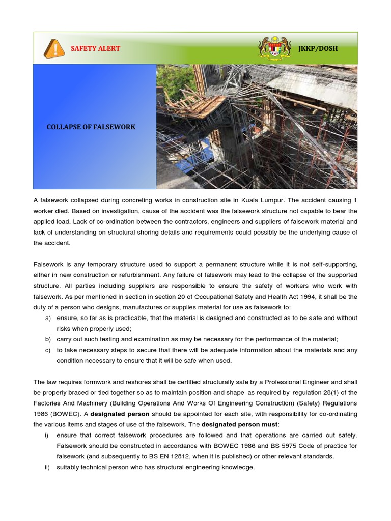 Falsework Collapsed in Kuala Lumpur | PDF | Safety | Occupational ...