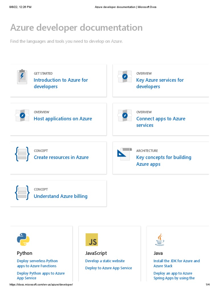Azure Developer Documentation Overview | PDF | Microsoft Azure ...