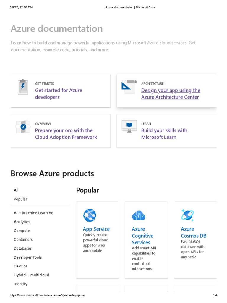 Microsoft Azure Documentation Overview | PDF | Microsoft Azure | Cloud ...