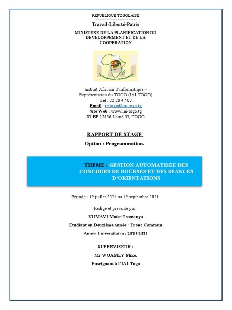 RAPPORT_DE_STAGE_DE_PROGRAMMATION (KUMAVI Moise T.) | PDF | Application ...