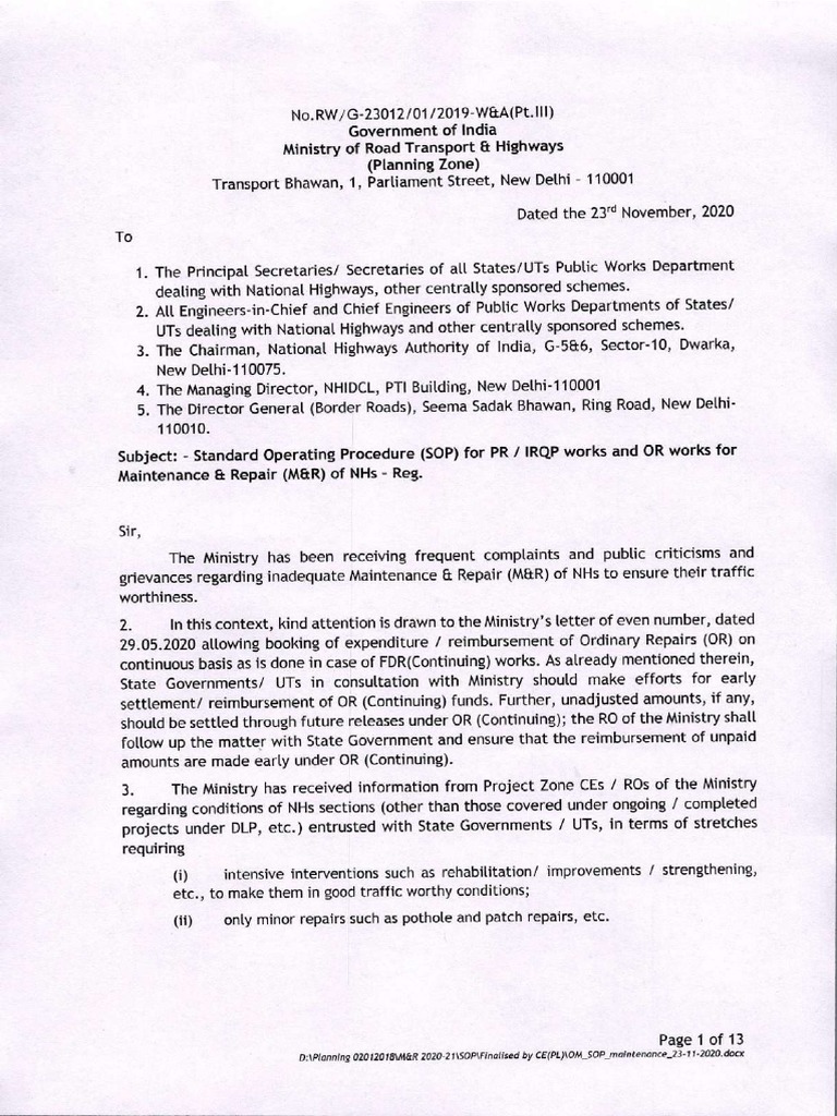 SOP For PR IRQP Works-And or Works | PDF