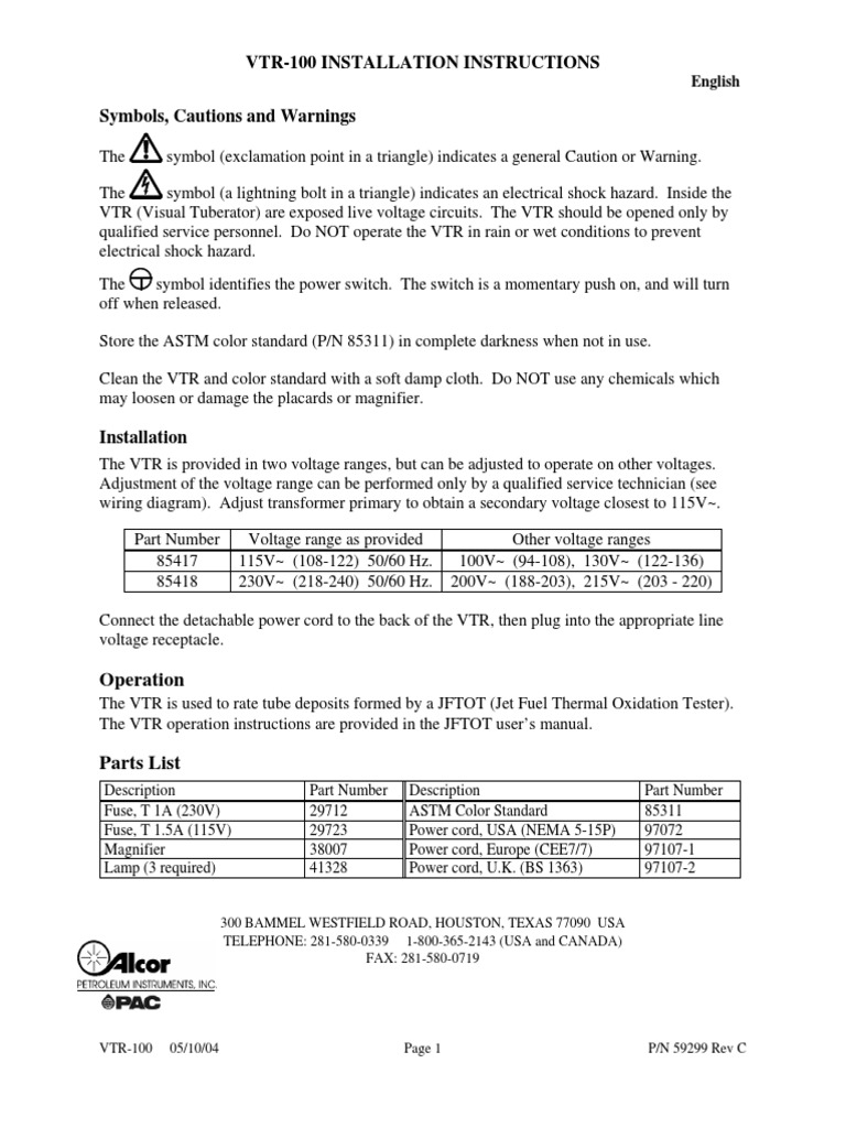 Vtr-100 Installation Instructions | Download Free PDF | Mains ...