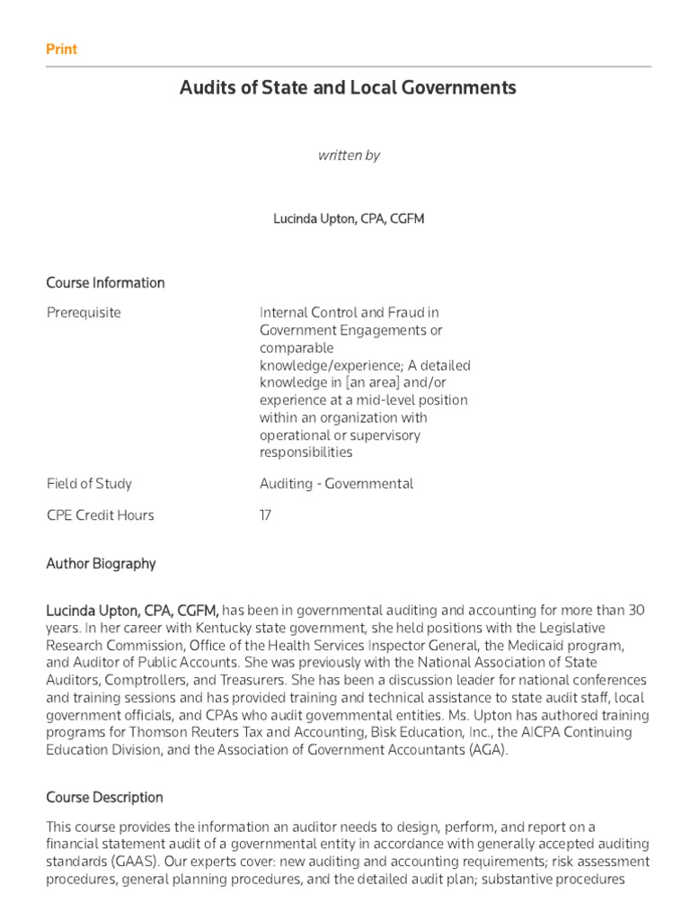 Audit of State and Local Governments | PDF | Financial Audit | Going ...