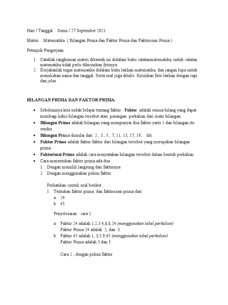 Materi MTK Faktor Prima | PDF | Metode & Bahan Ajar