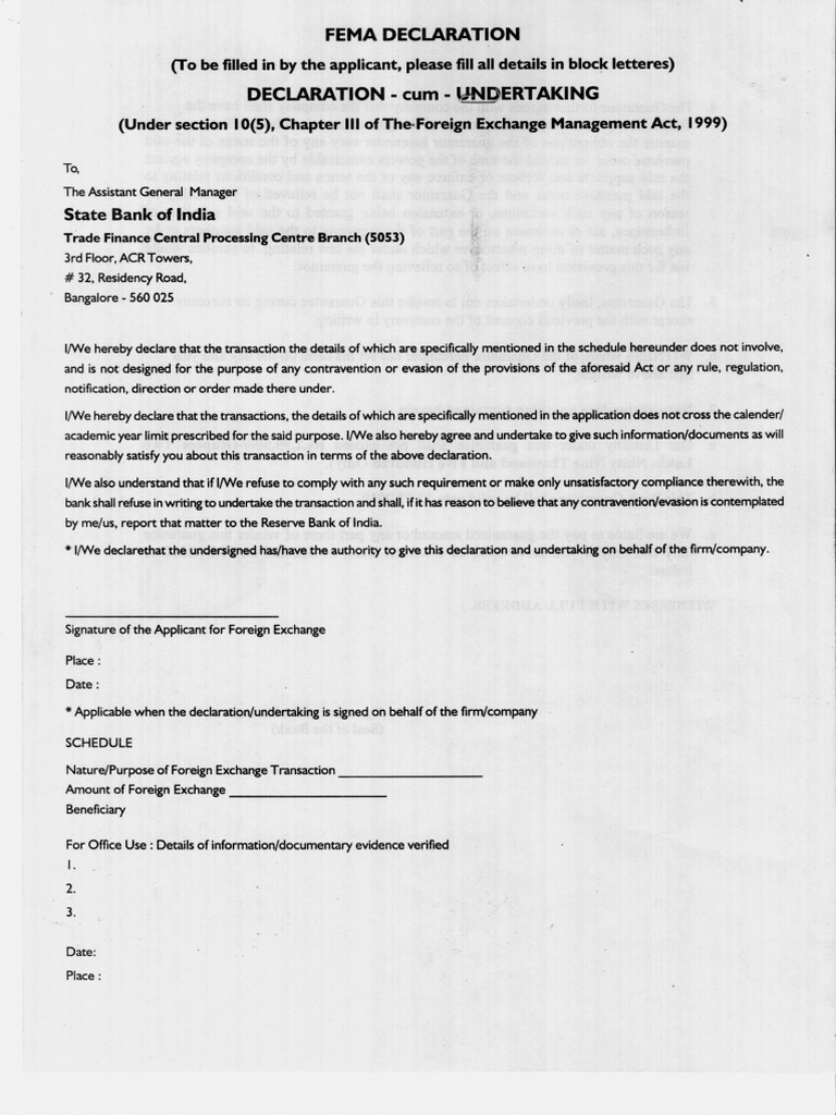 Fema Declaration | PDF