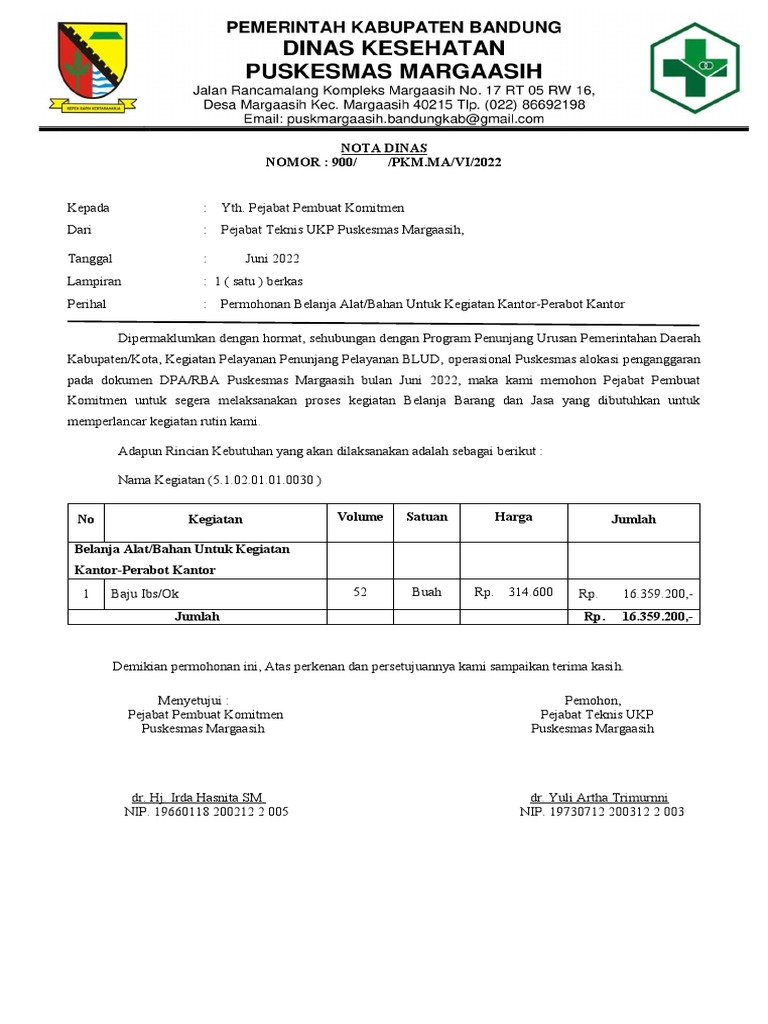 NOTA DINAS Obat | PDF