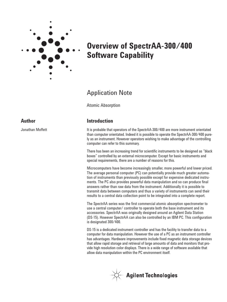 Overview of Spectraa-300/400 Software Capability: Application Note ...
