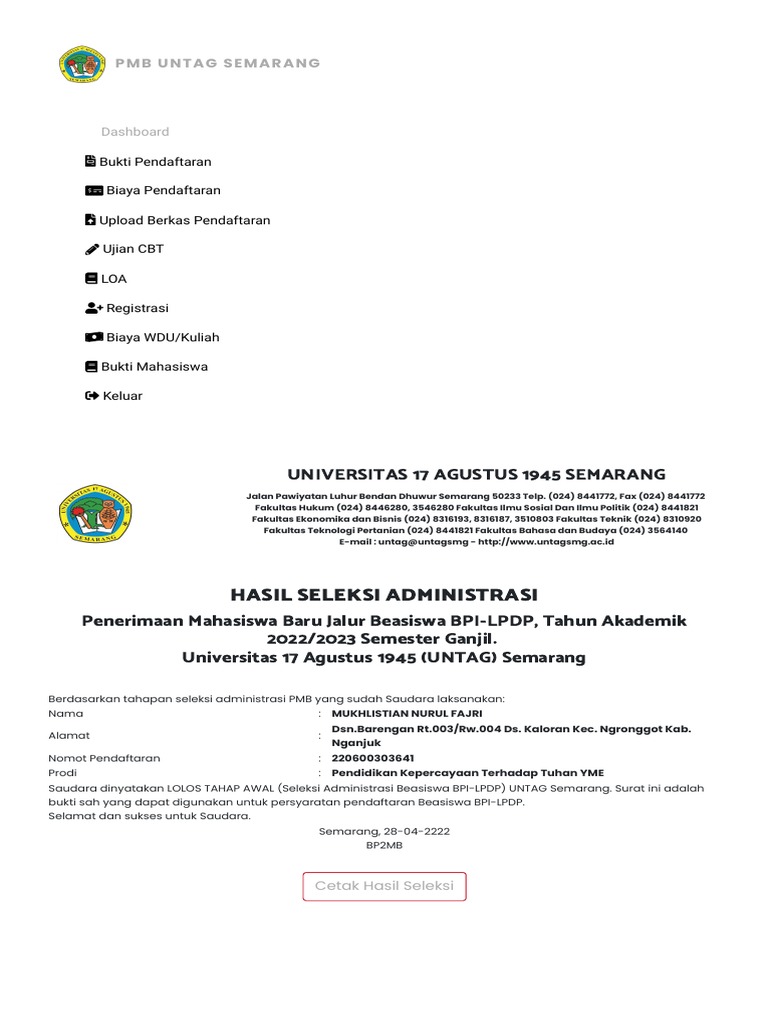 PMB Untag Semarang | PDF