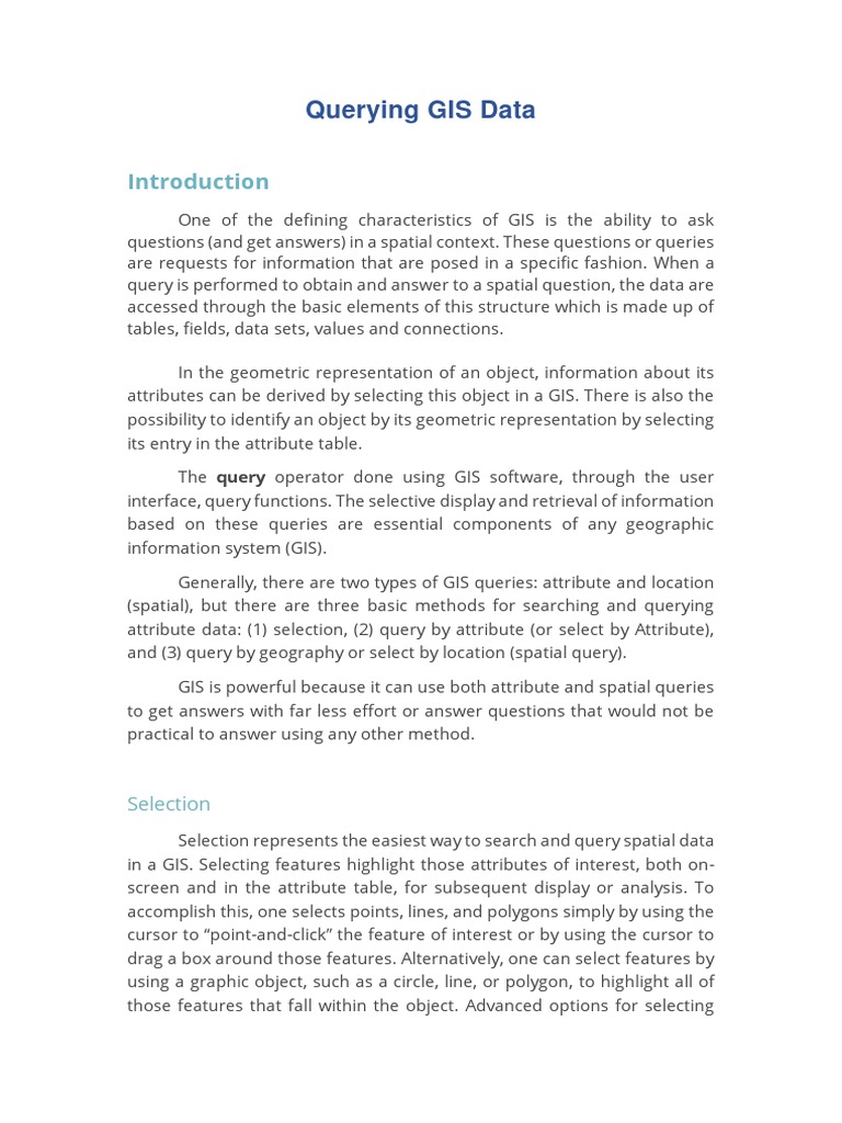 CH 4-Querying Gis Data | PDF | Geographic Information System | Relational Database