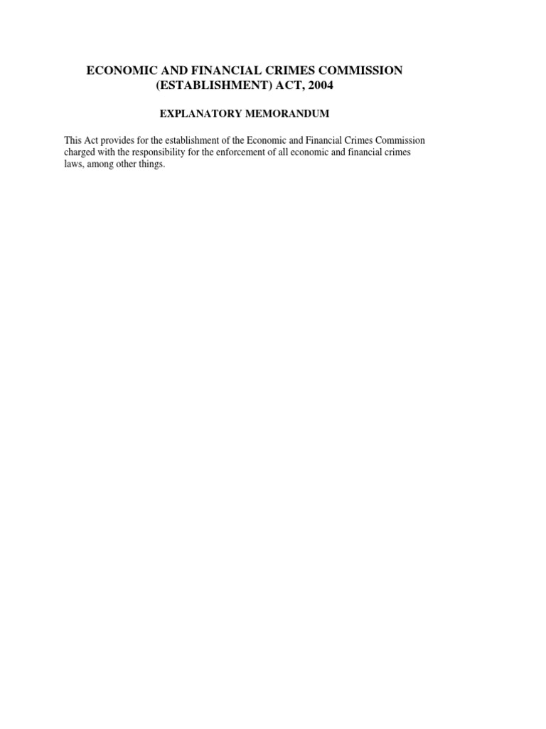 Efcc Act, 2004 | PDF | Asset Forfeiture | Crimes