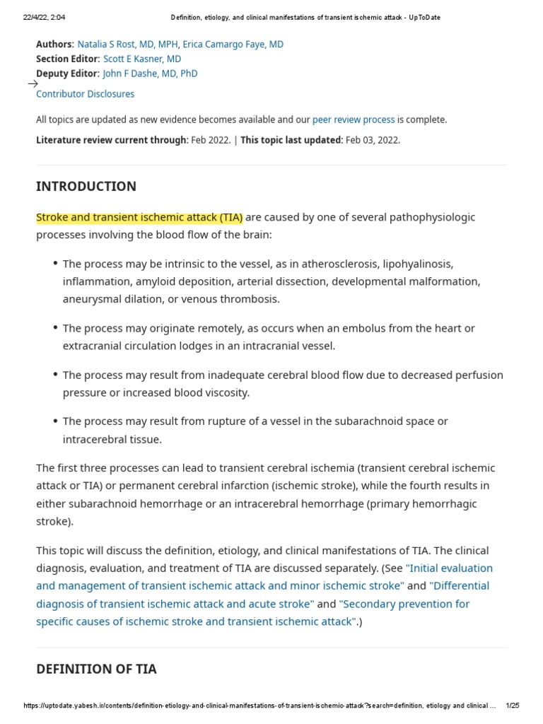 Understanding Transient Ischemic Attack | PDF | Stroke | Ischemia