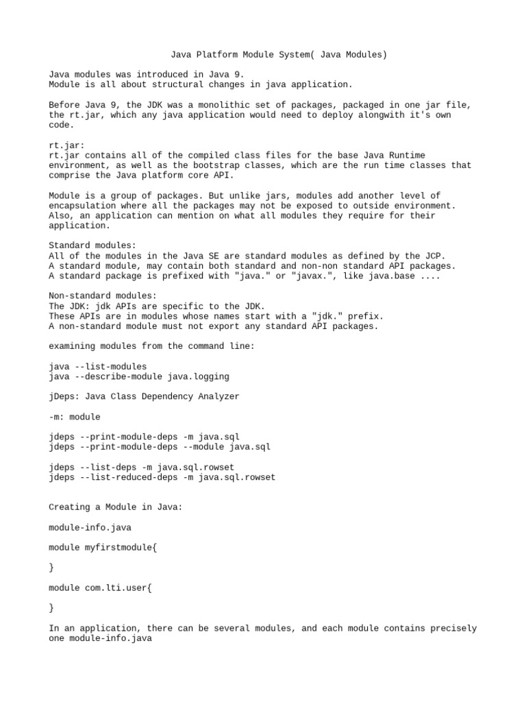 Cheatsheet-Day12-Lesson7-Java Modules | PDF | Modular Programming | Java (Software Platform)