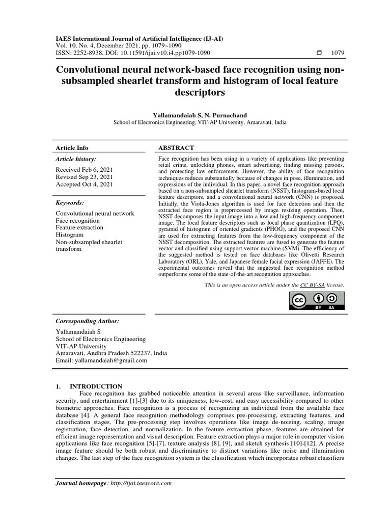 Convolutional Neural Network Based Face Recognition Using Non Subsampled Shearlet Transform And 