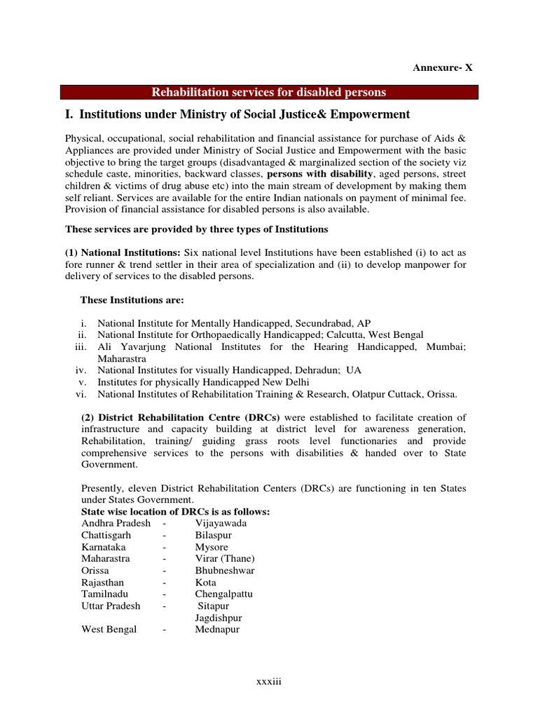 Annex - X Rehab Services | PDF | Visual Impairment | Disability