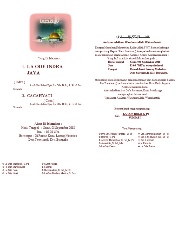 Undangan Pengislaman Indra 2 | PDF