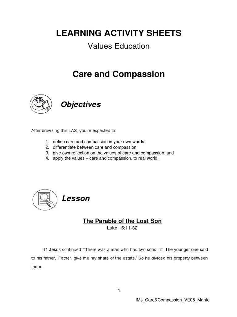 Care and Compassion Activity Sheet | PDF