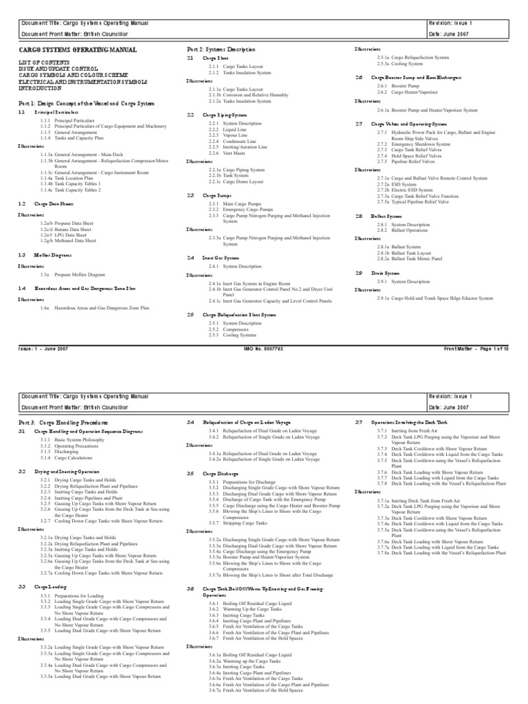 LPG Vessel Cargo Operations Manual | PDF | Pump | Pipeline Transport