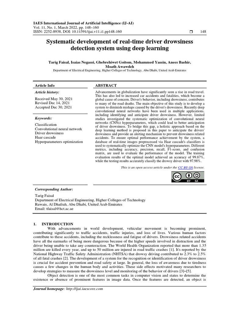 Systematic Development Of Real Time Driver Drowsiness Detection System Using Deep Learning Pdf