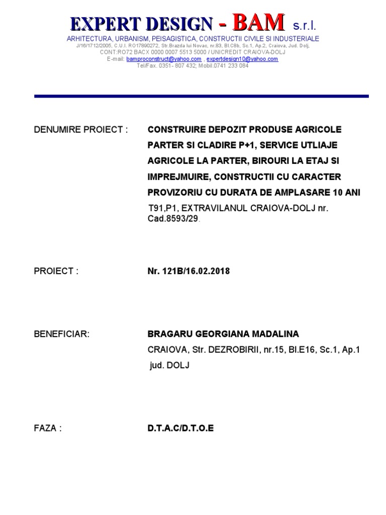 Memoriu Dtac Si Dtoe | PDF