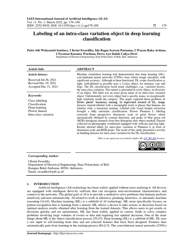 Labeling Of An Intra Class Variation Object In Deep Learning Classification Pdf Machine