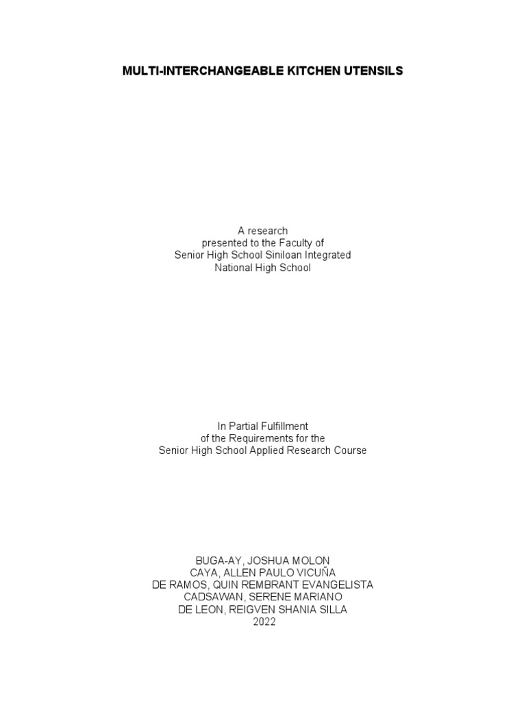 Multi-Interchangeable Kitchen Utensils | PDF | School Counselor | Kitchen