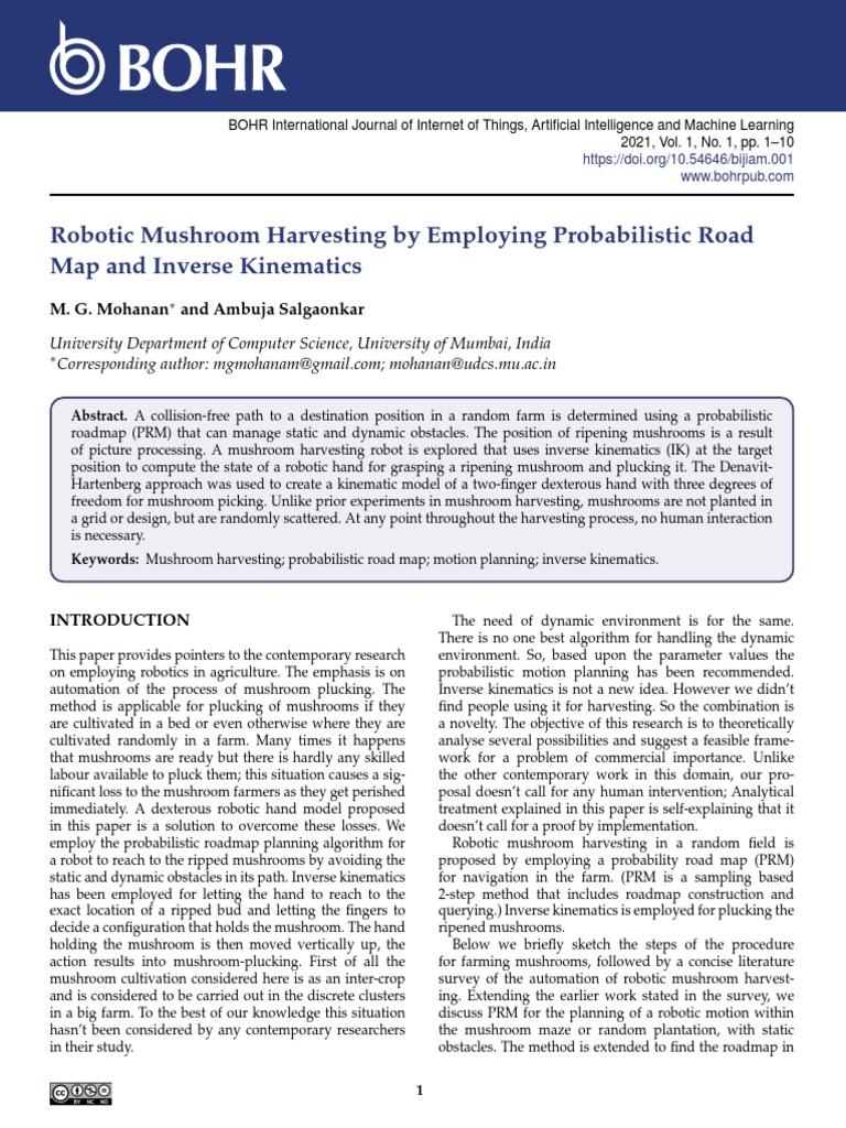Robotic Mushroom Harvesting by Employing Probabilistic Road Map and ...