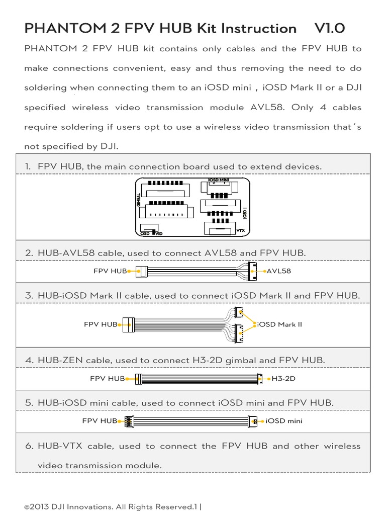 FPV Hub AVL58: ©2013 DJI Innovations. All Rights Reserved.1 | PDF ...