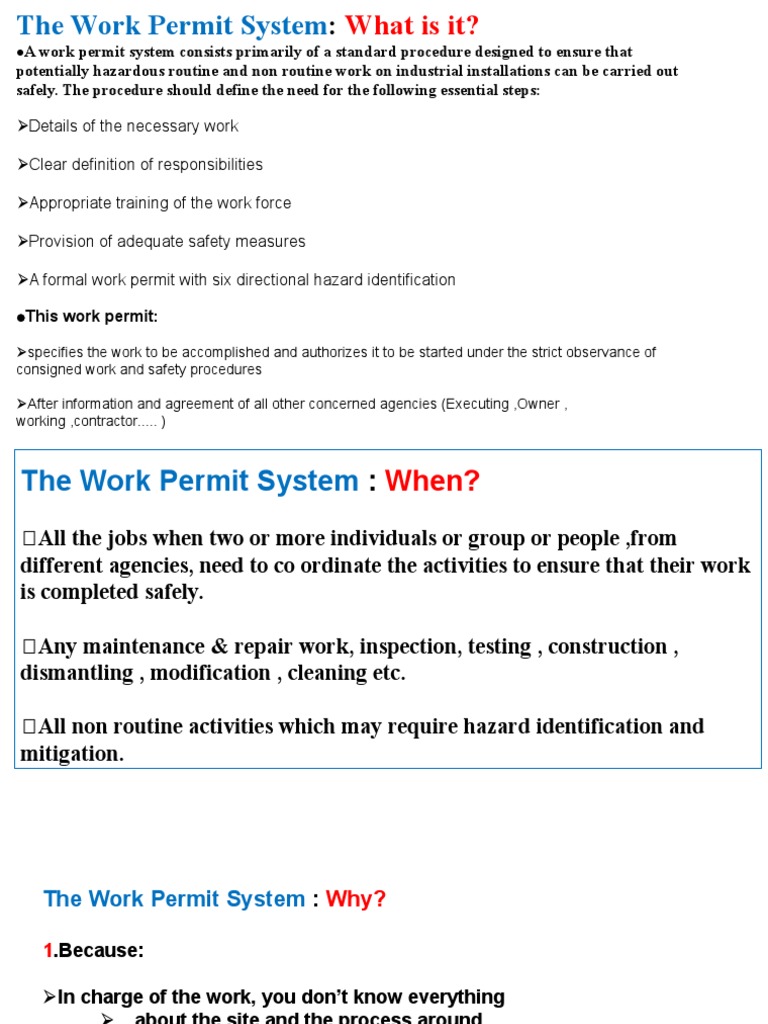 Work Permit Safety Standard Training Pack | PDF | Personal Protective ...