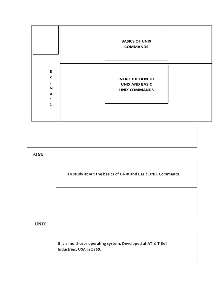 To Study About The Basics of UNIX and Basic UNIX Commands | PDF | Unix ... To Study About The Basics of UNIX and Basic UNIX Commands | PDF | Unix ...