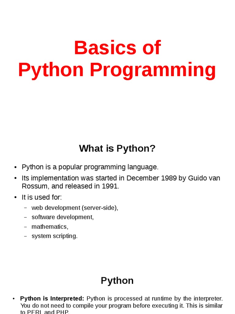 Basics of Python Programming | PDF | Parameter (Computer Programming) | Anonymous Function