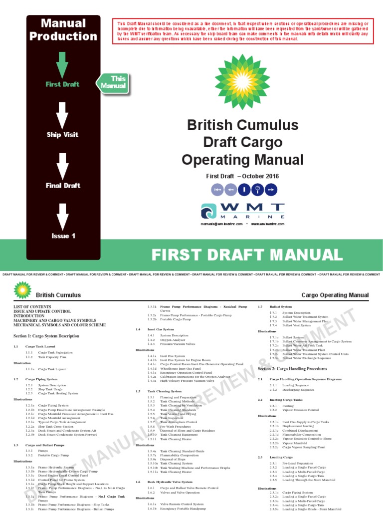 OPT British Cumulus - IMO 9724532 - Cargo Operating Manual | PDF | Oil Tanker | Pump