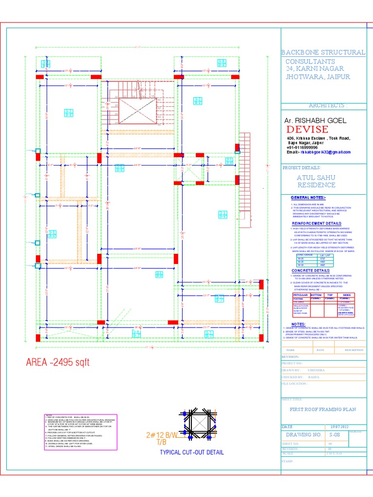 Floor Plan and Structural Details of a Residential Building | PDF ...
