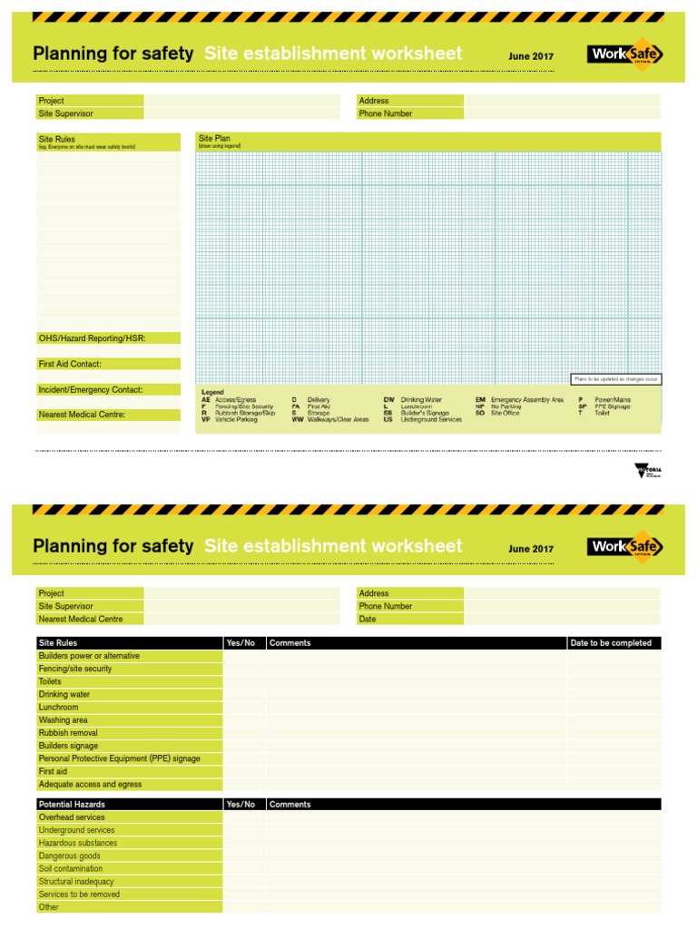 Site Establishment Worksheet: Planning For Safety | PDF | Workplace ...