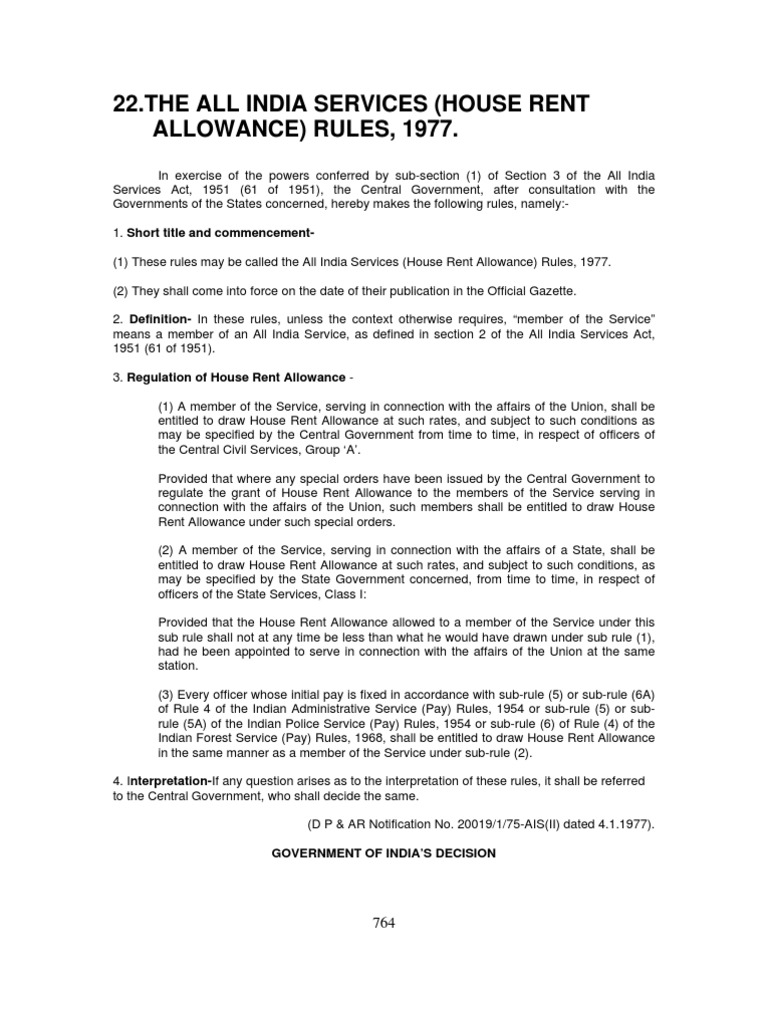 Revised AIS Rule Vol I Rule 22 | PDF | Government Of India | Lease