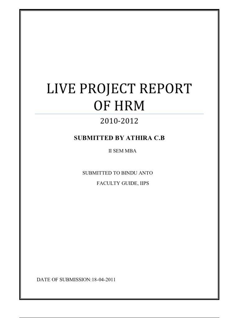 Live Project Report of HRM | PDF | Human Resource Management | Employment