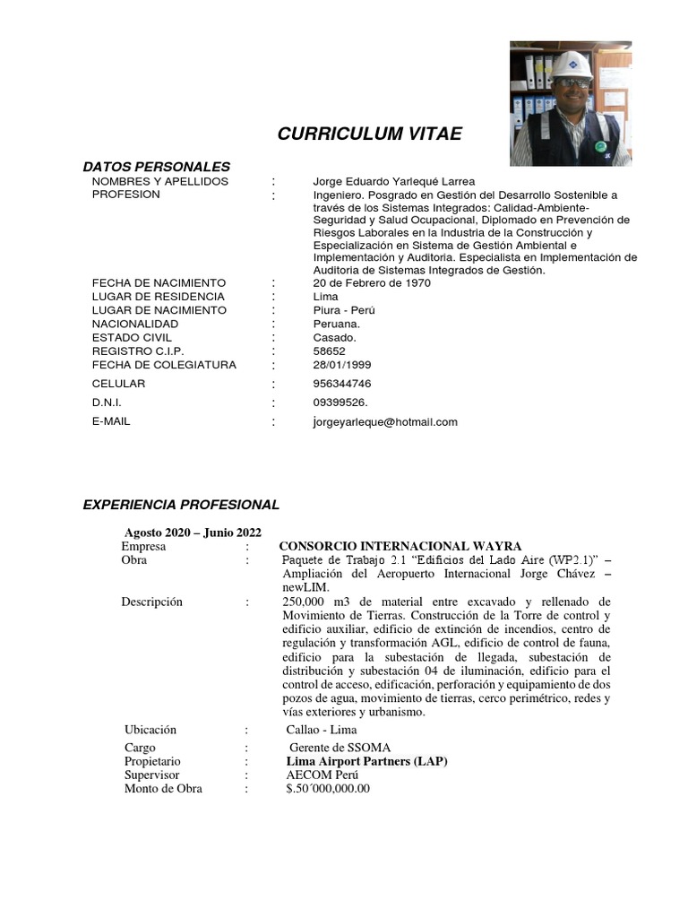 Experiencia en JJC Contratistas Generales | PDF | Lima | Organización ...