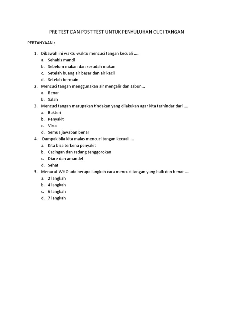 Pre Test Dan Post Test | PDF