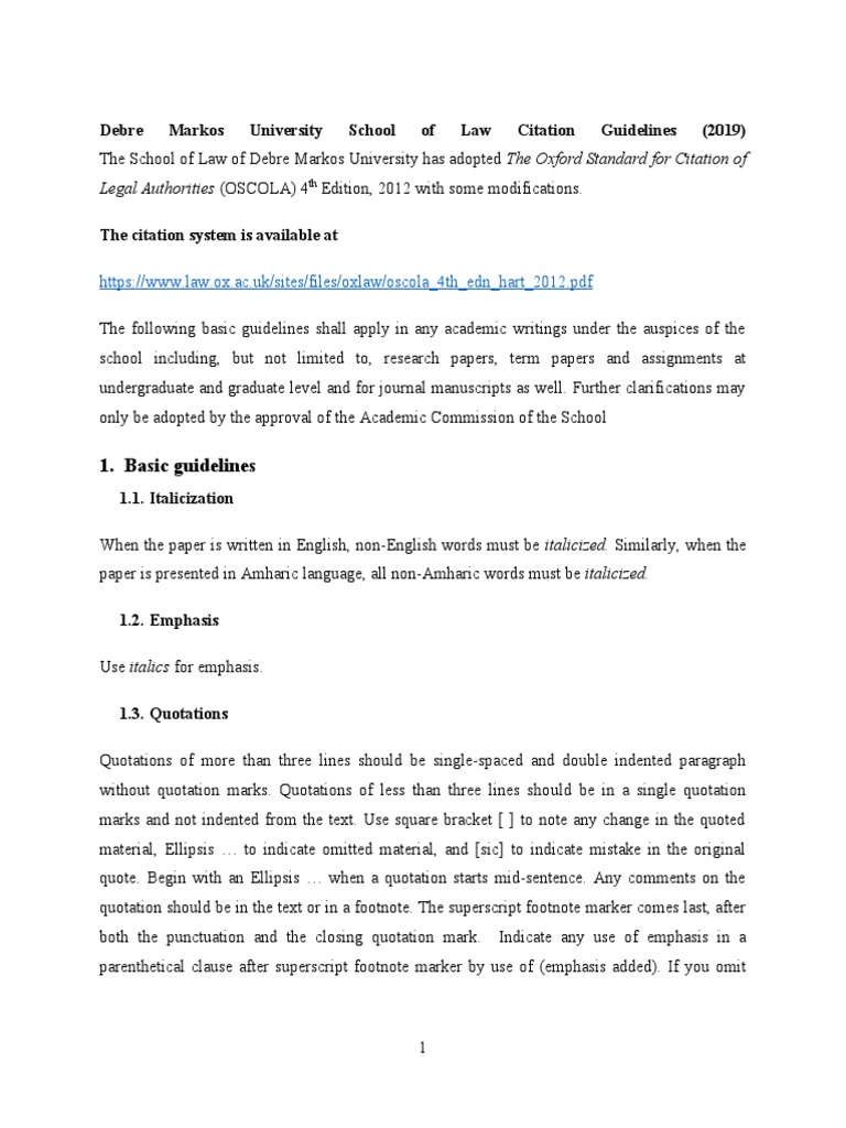 Basic Guidelines: Legal Authorities (OSCOLA) 4 | PDF | Citation | Note ...