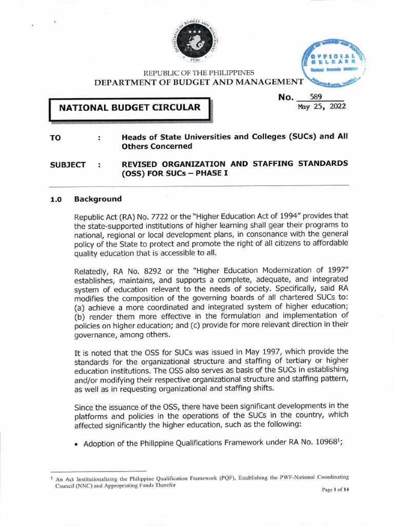 National Budget Circular No 589 Dated May 25 2022 | PDF | Academic ...