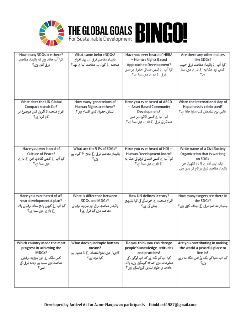 SDG Bingo Andeel Ali | PDF