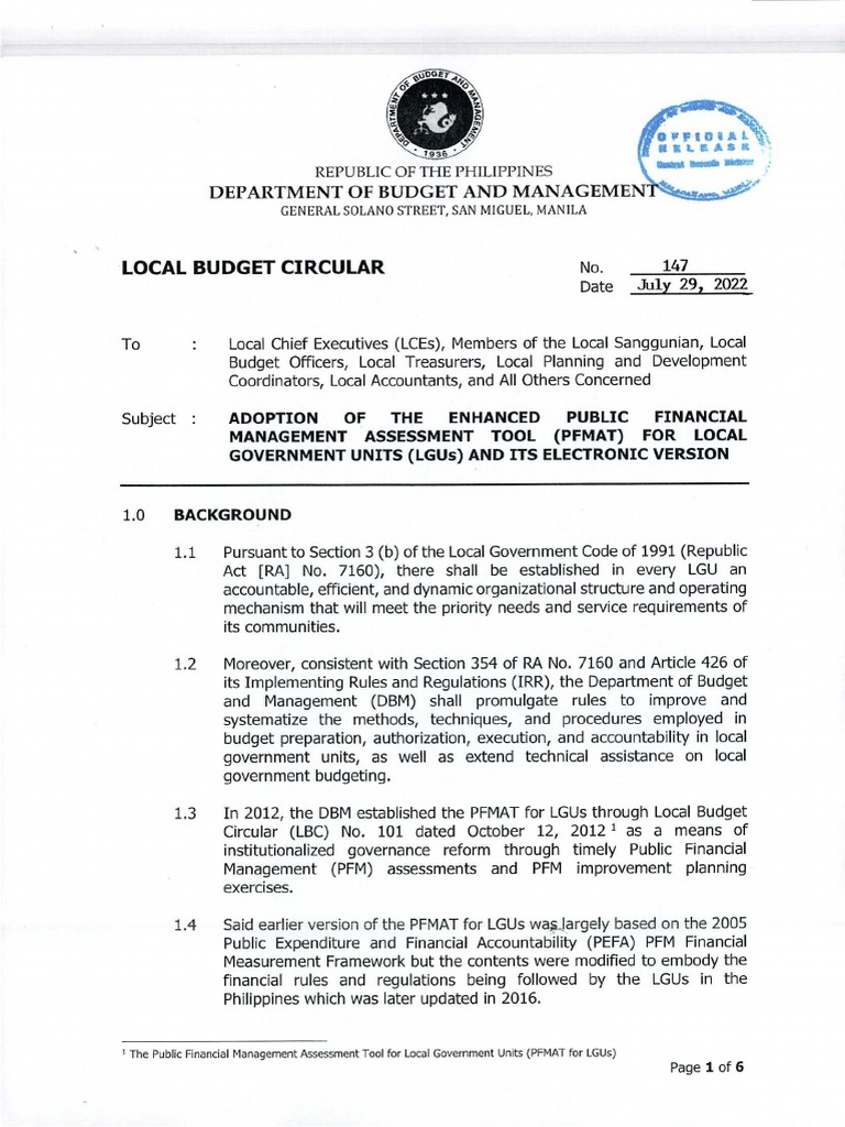 Local Budget Circular Adopts Enhanced Public Financial Management ...