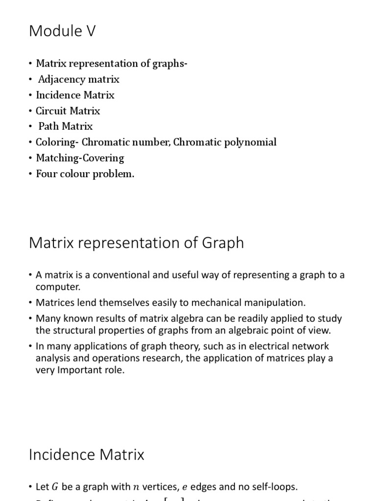 Matrix Representations of Graphs | PDF | Vertex (Graph Theory) | Matrix ...
