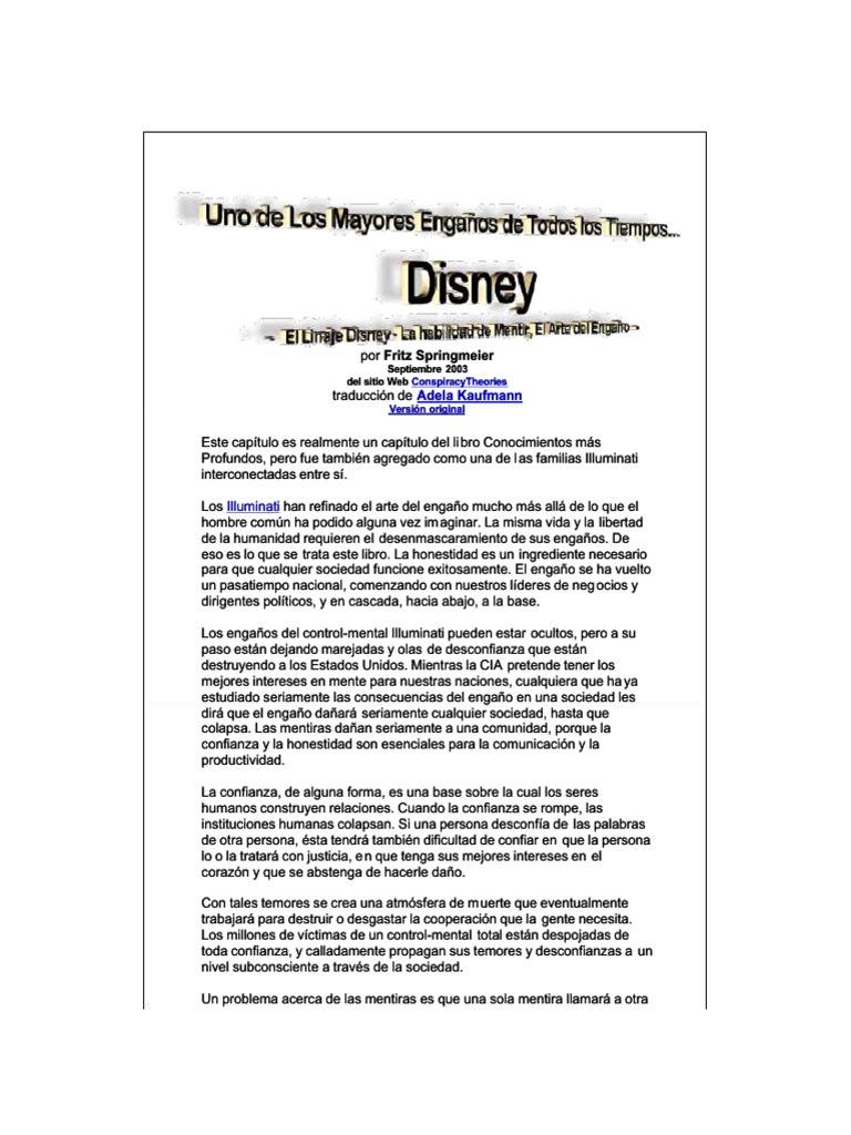 Document - Fritz Springmeier - Disney | PDF | Walt Disney | Disneyland