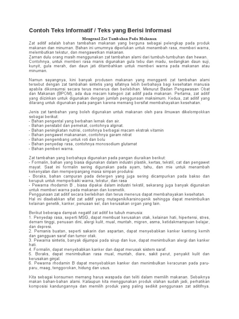 Contoh Teks Informatif | PDF