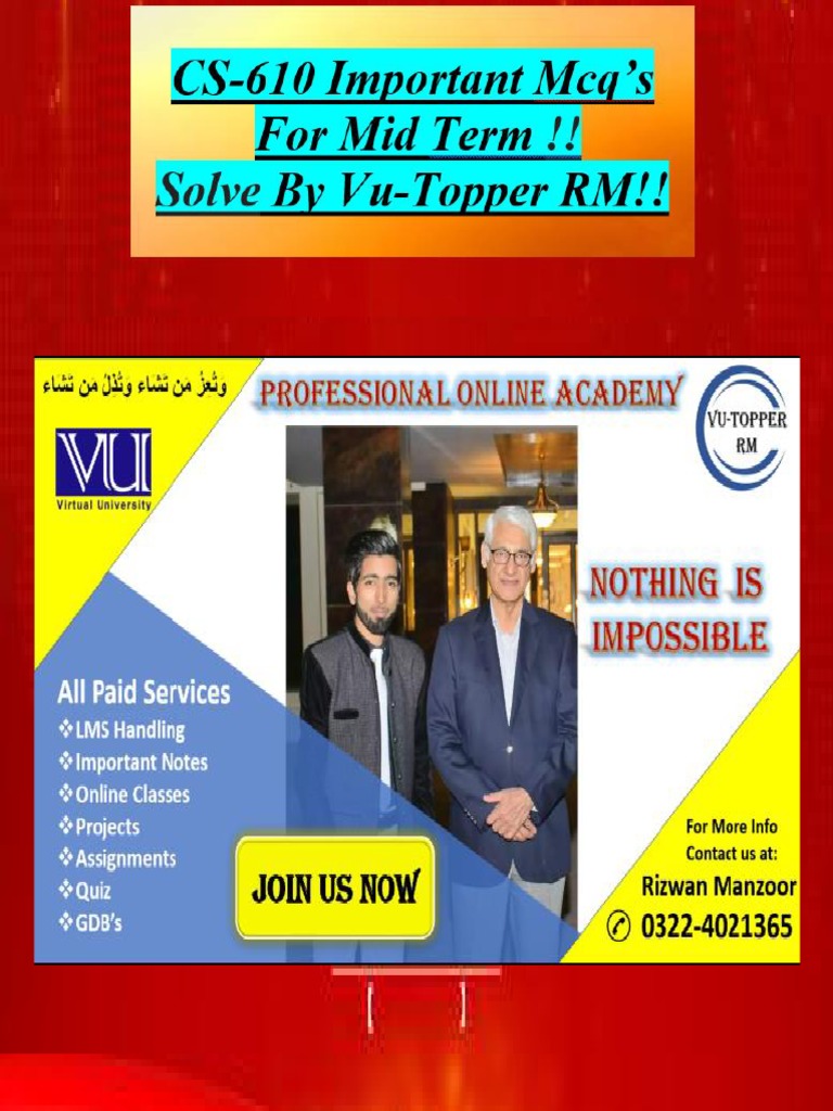 CS610 Mcqs MidTerm by Vu Topper RM | PDF | Computer Network | Network Topology